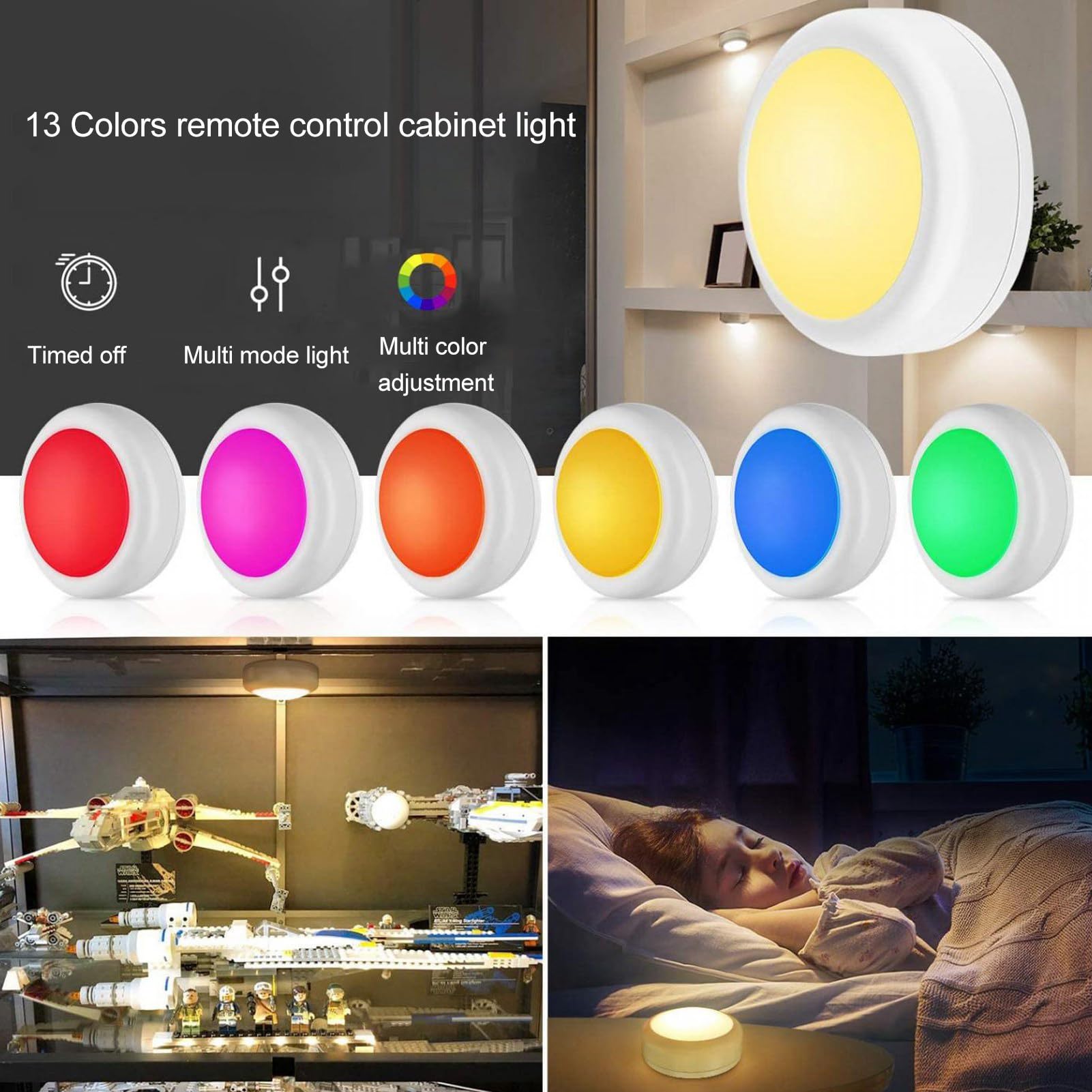 Cabinet Puck Lights 3 Pack LED Puck Light Kit, Warm White