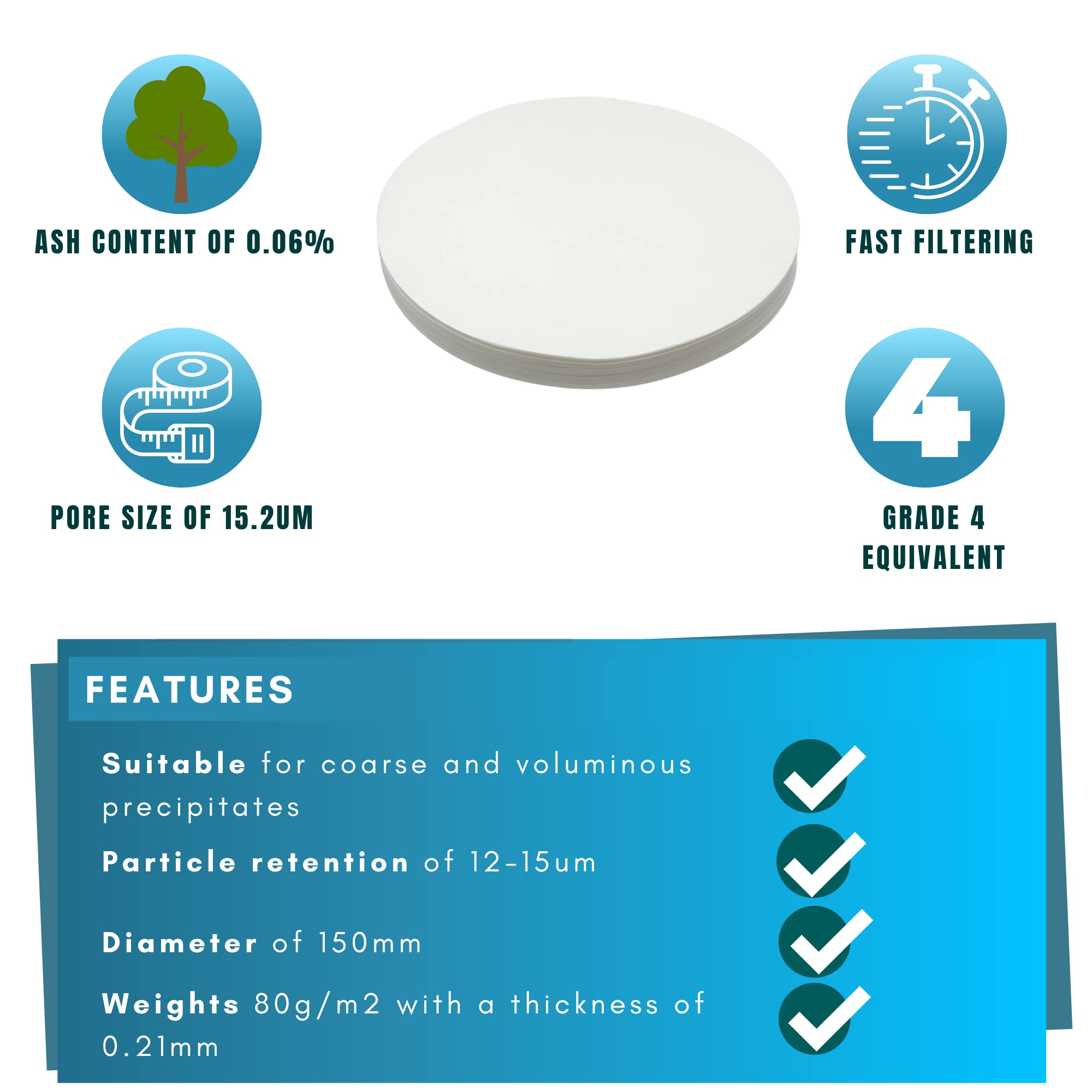 Grade 4 Qualitative Filter Paper Circle 150mm Amazon