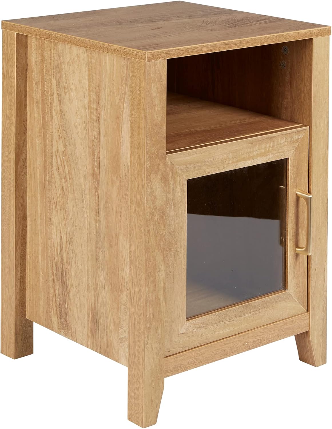 Amazon.com: Decor Therapy Willa Glass Door End/Side Table, Natural Wood ...