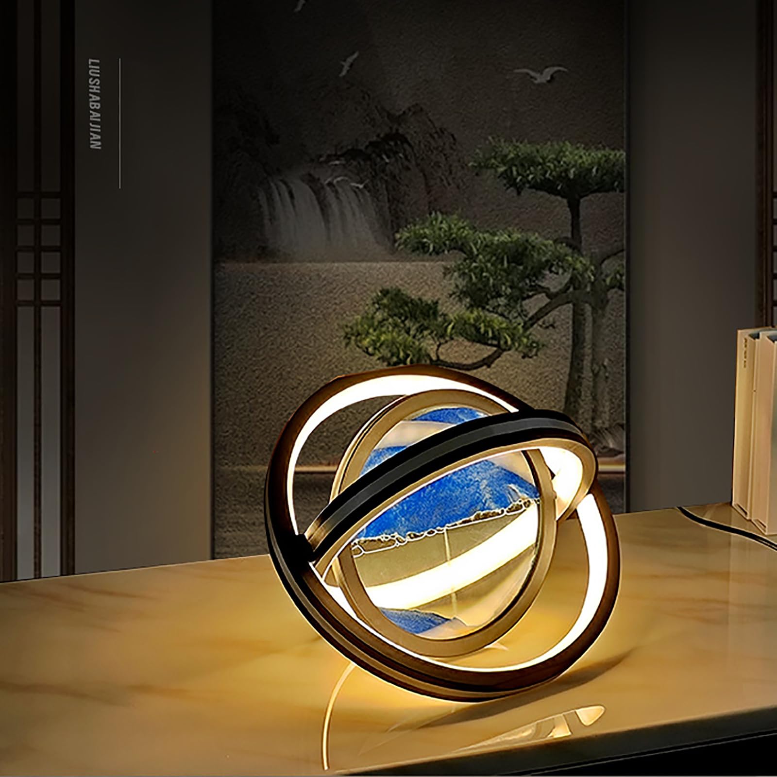 Amazon.com: ADFLTFC Moving Sand Art Desk Lamp, 360° Rotatable Quicksand ...