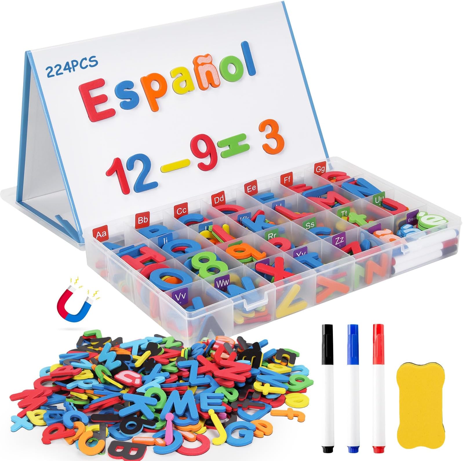 Juego de Letras Magnéticas en Español, Alfabeto Magnético de 224 Piezas ...