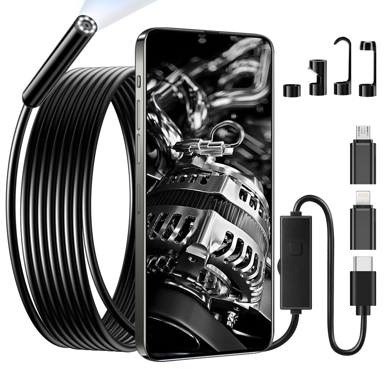 Amazon.com: Endoscope Camera with Light, 1080P HD Borescope with 8 ...
