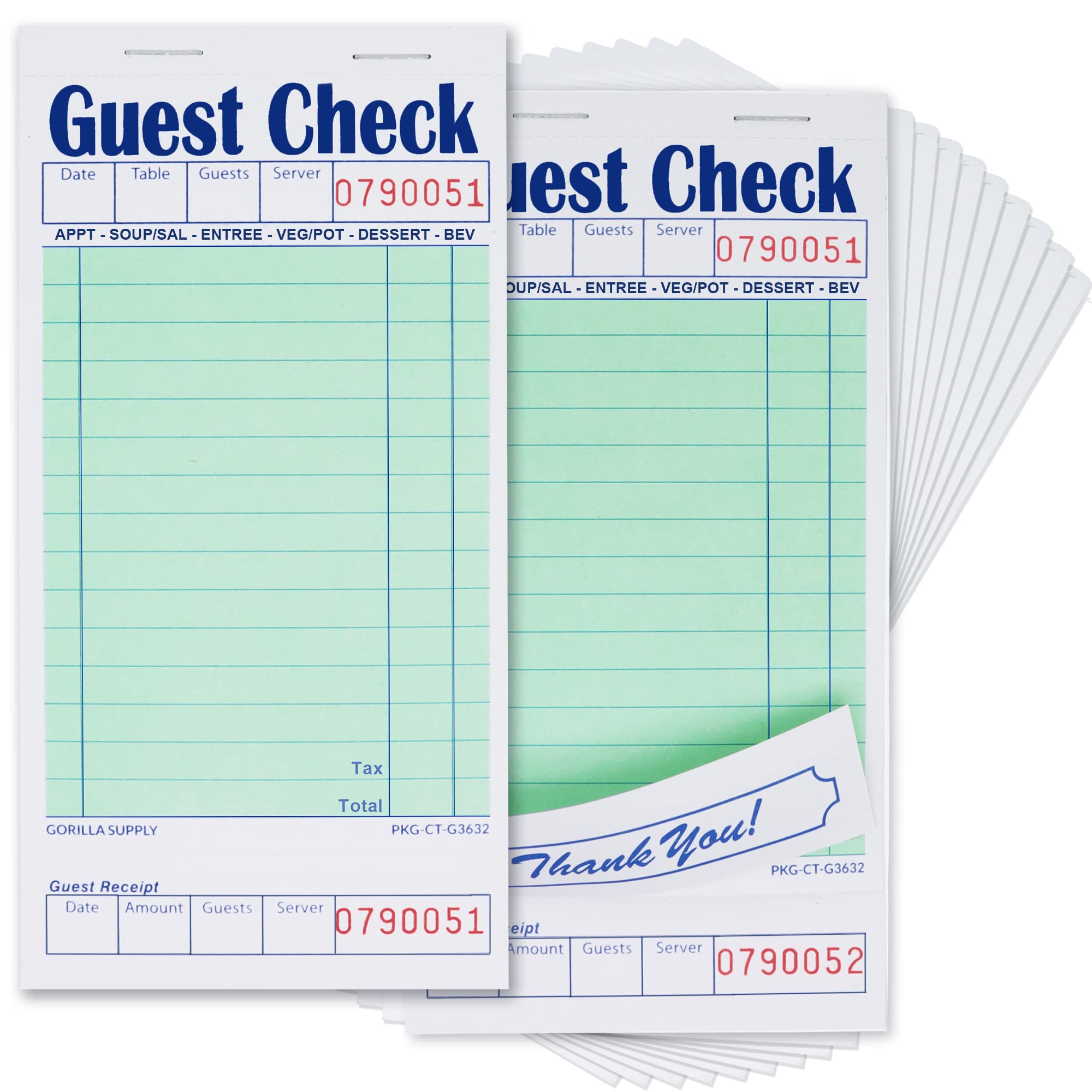 Snapklik.com : 500 Gorilla Supply Guest Check Book 3.4" X 6.73" Server ...
