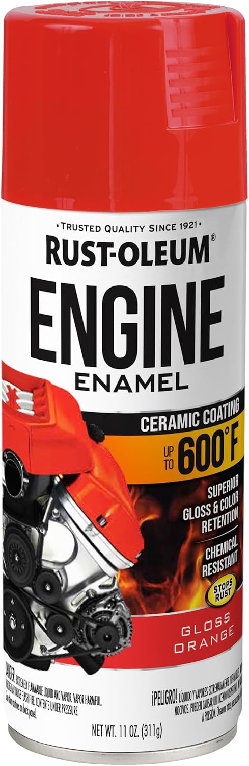 Rust-Oleum 363570 Engine Enamel Spray Paint, 11 oz, Gloss Orange ...