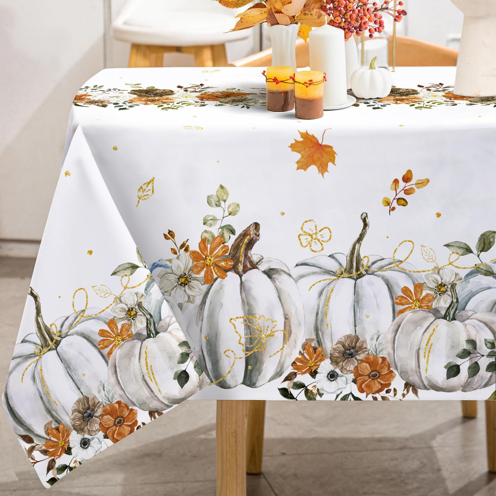 Amazon.com: AnyDesign Fall Pumpkin Tablecloth 60 x 104 Inch Rectangle ...