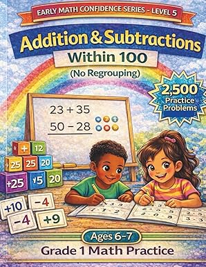 Addition & Subtraction Within 100 No Regrouping: 2500 Practice Problems ...