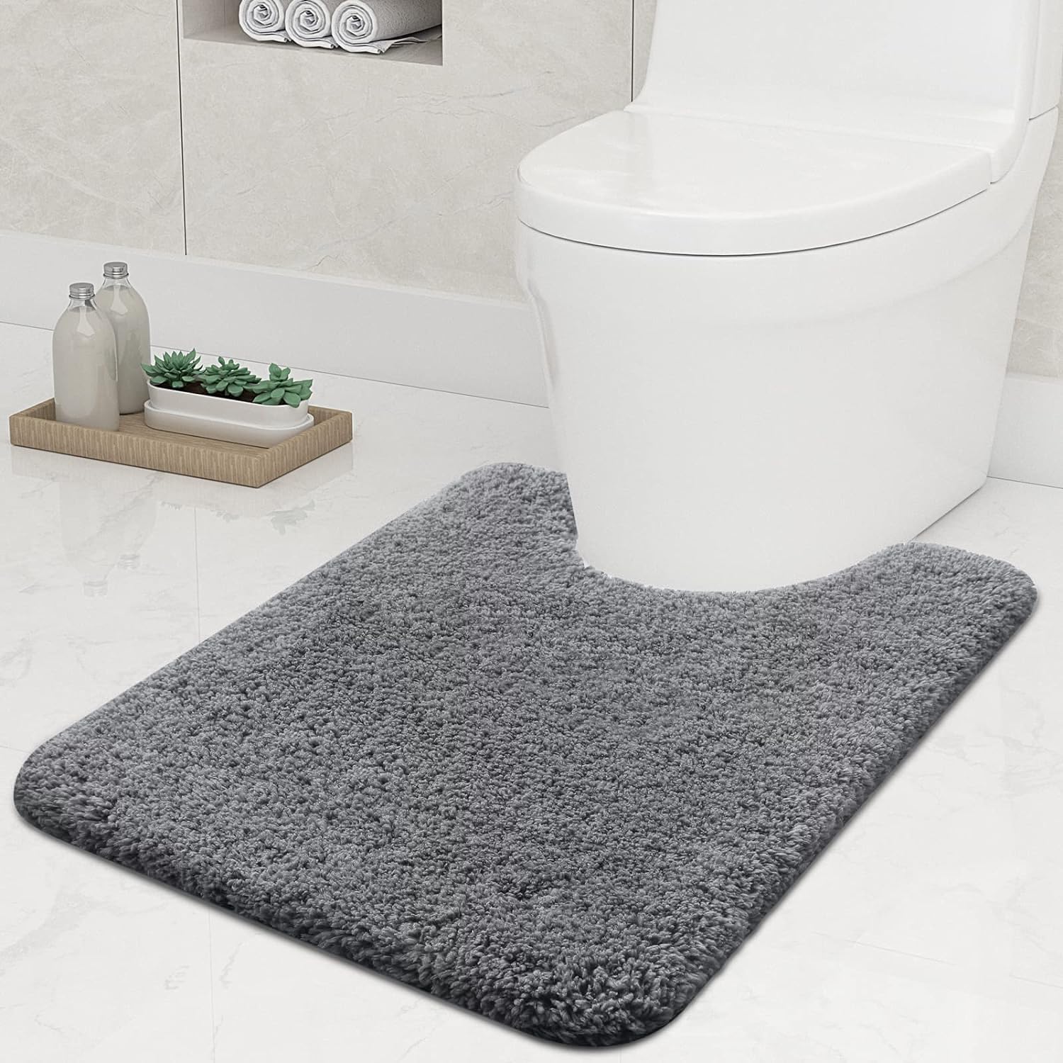 smiry U-Shape Toilet Mat, Extra Soft Pedestal Mat for Toilet, Absorbent ...