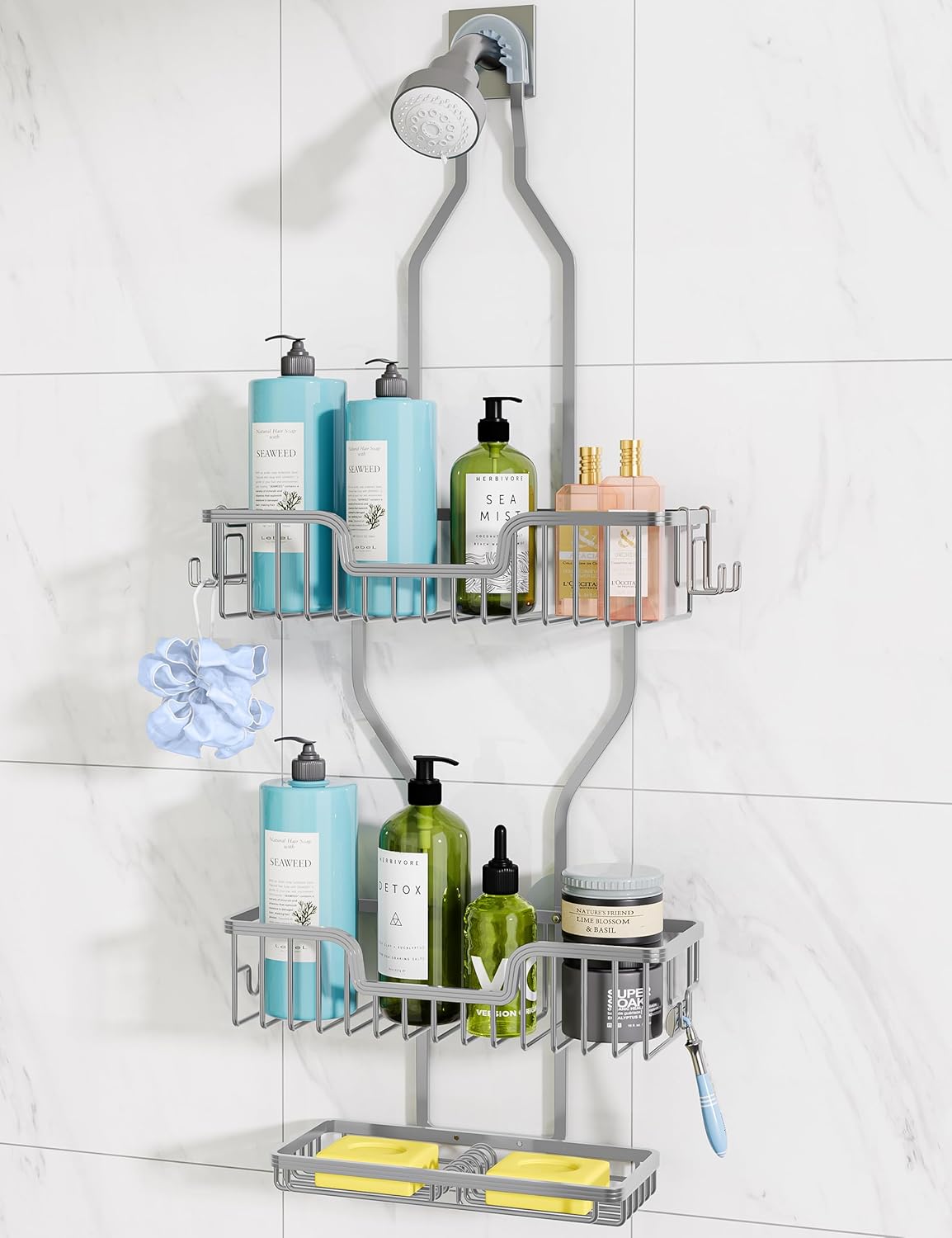 Amazon.com: Skyapex Shower Caddy Hanging Rack: Over Shower Head ...