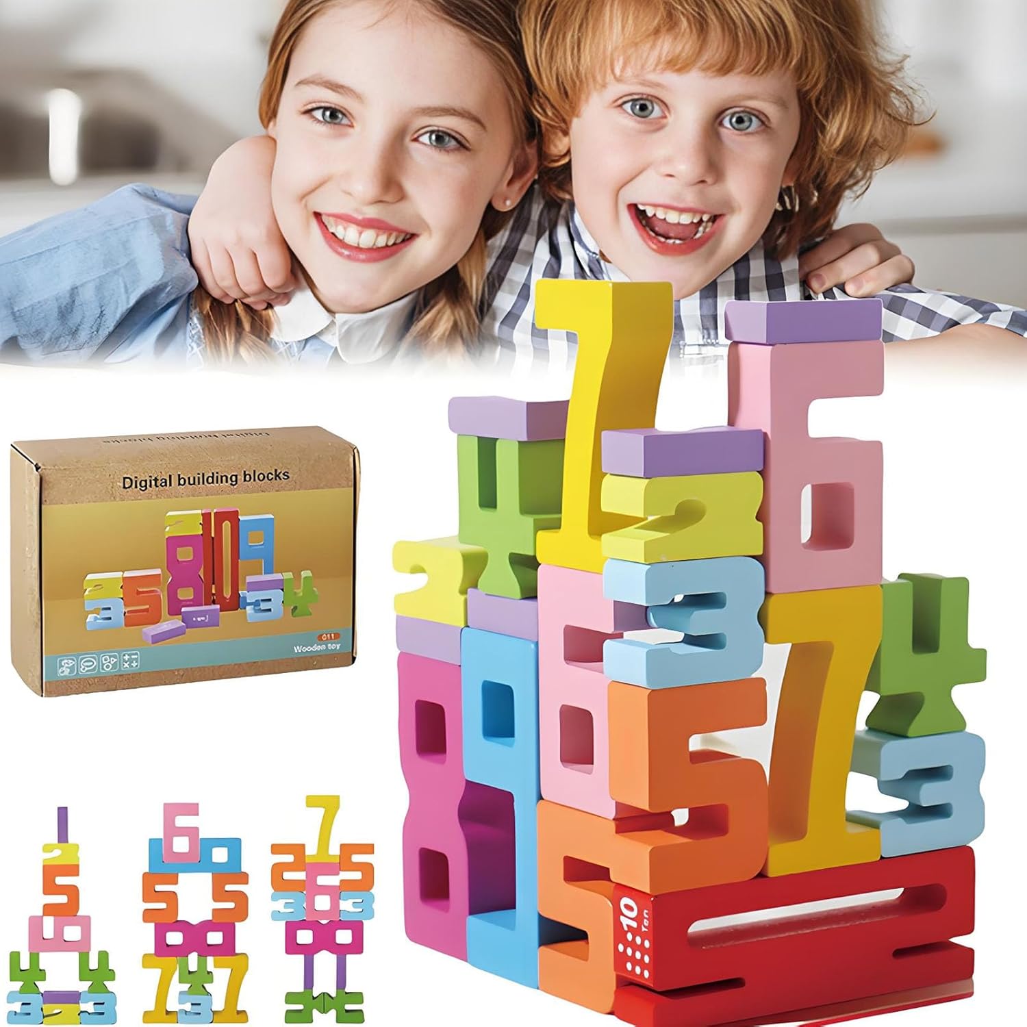 Friends of Ten Blocks, 10/20 Pcs Wooden Number Building Blocks ...