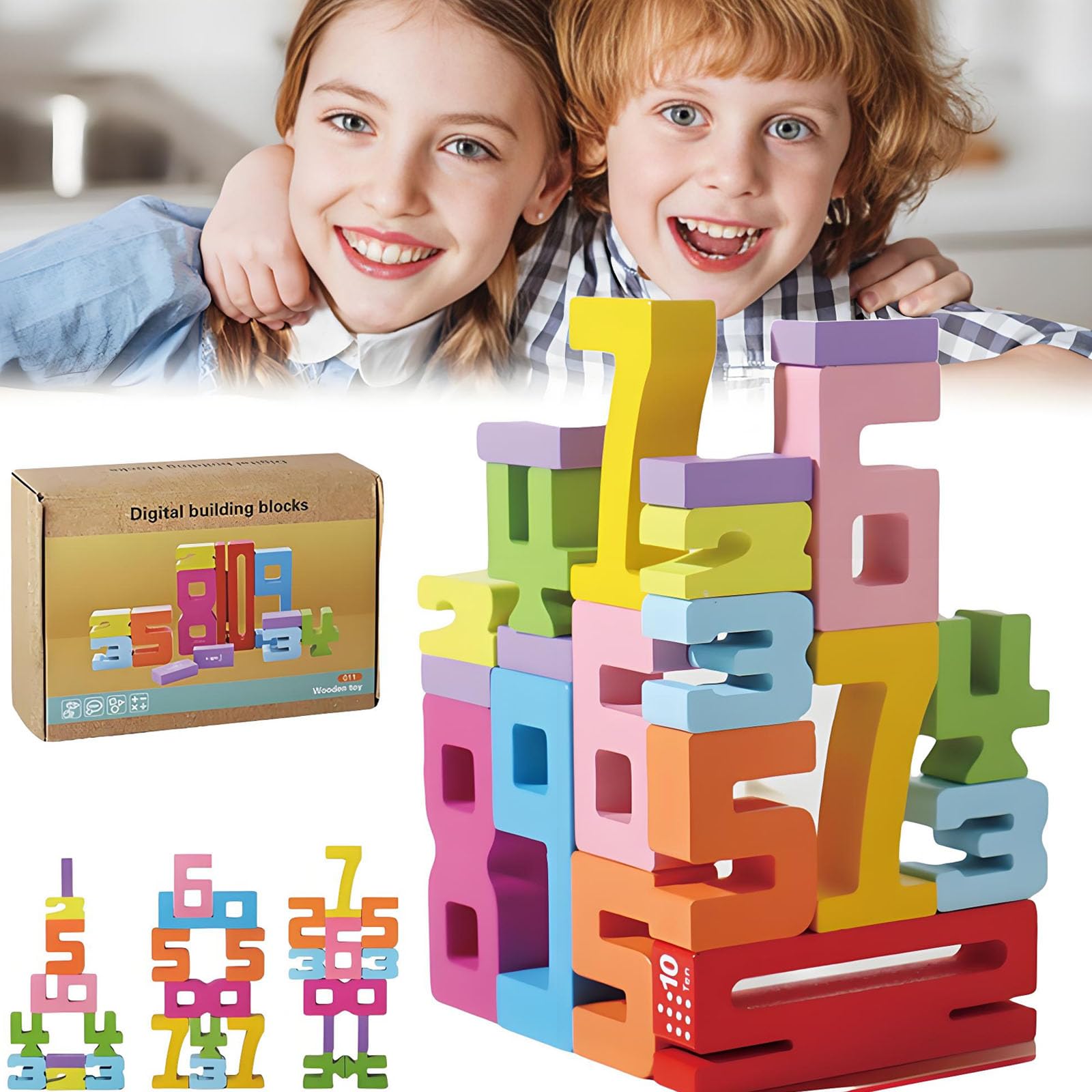 Friends of Ten Blocks, 10/20 Pcs Wooden Number Building Blocks ...