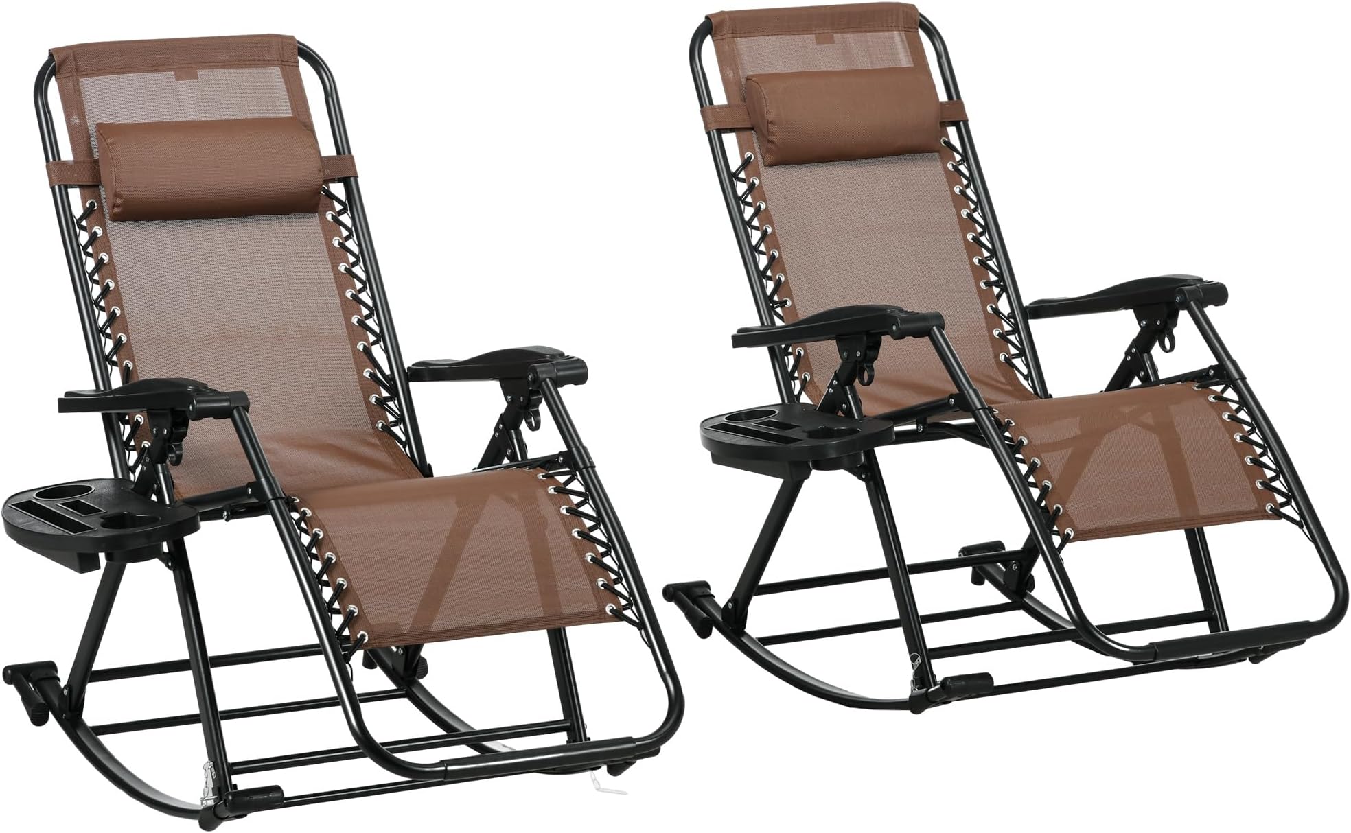 Amazon.com: Outsunny Set of 2 Outdoor Rocking Chairs, Foldable ...