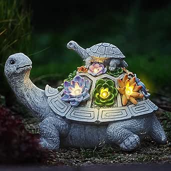 Lhocm Upgrade Solar Turtle Garden Decor: Large Turtle Garden Statues ...