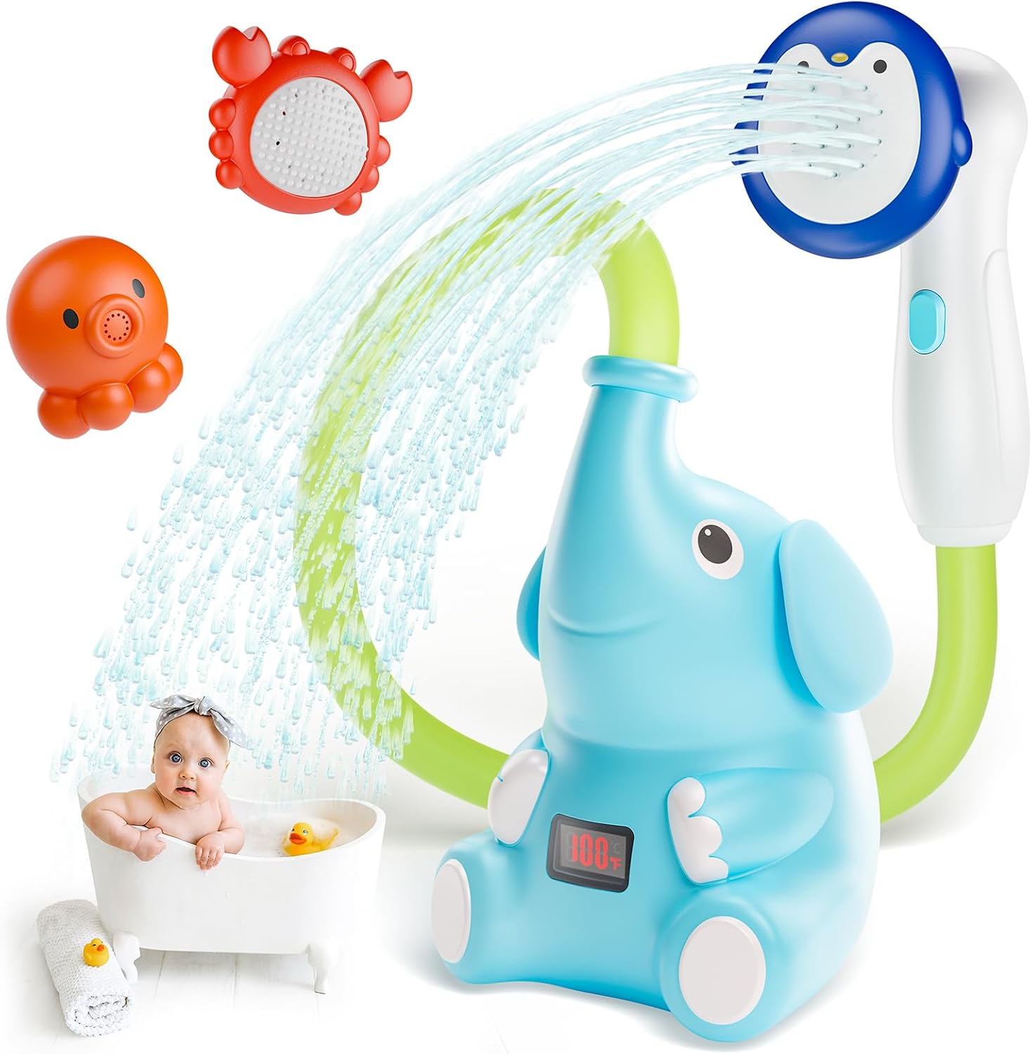 Amazon.com: HEMRLY Baby Bath Toys, LED Water Temperature Display, Bath ...