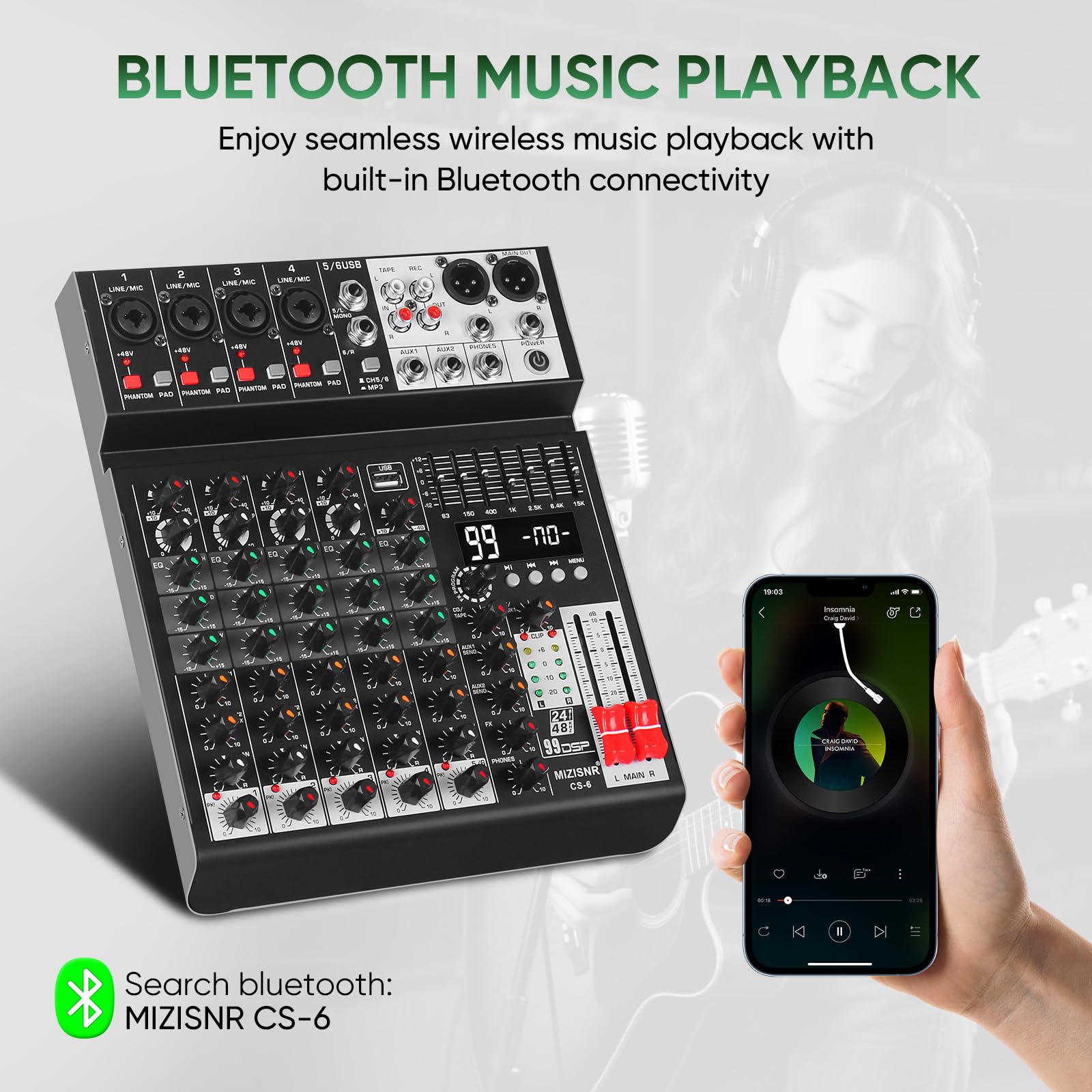 Snapklik.com : Audio Mixer 6 Channel Sound Mixer Console, Professional ...