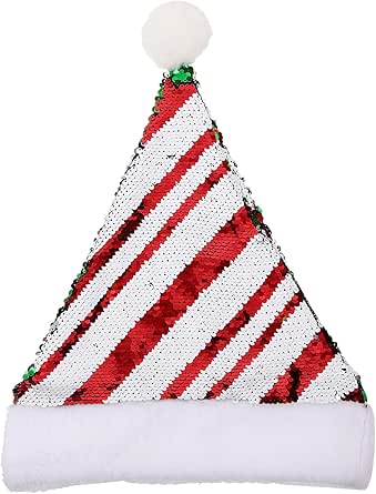 Amazon.com: LUOZZY Christmas Santa Hat Plush Sequin Santa Hat for Adult ...