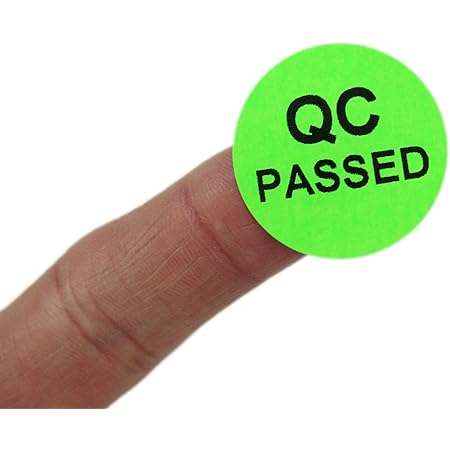 25mm Diameter Florescent Green Passed QC Check Labels. 1000 Labels per ...