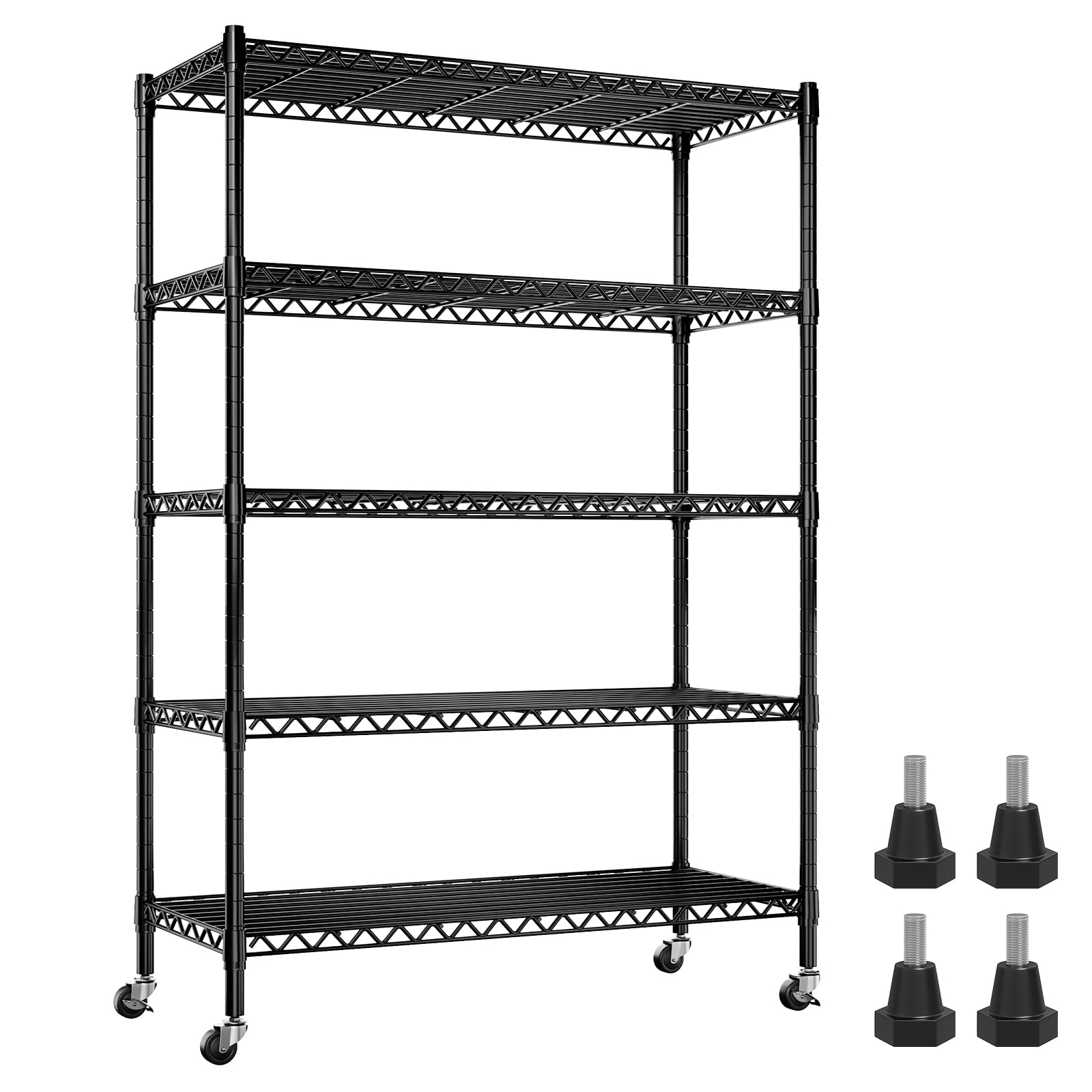 Amazon.com: REIBII Wire Shelving with Wheels Deep Storage Shelves with ...