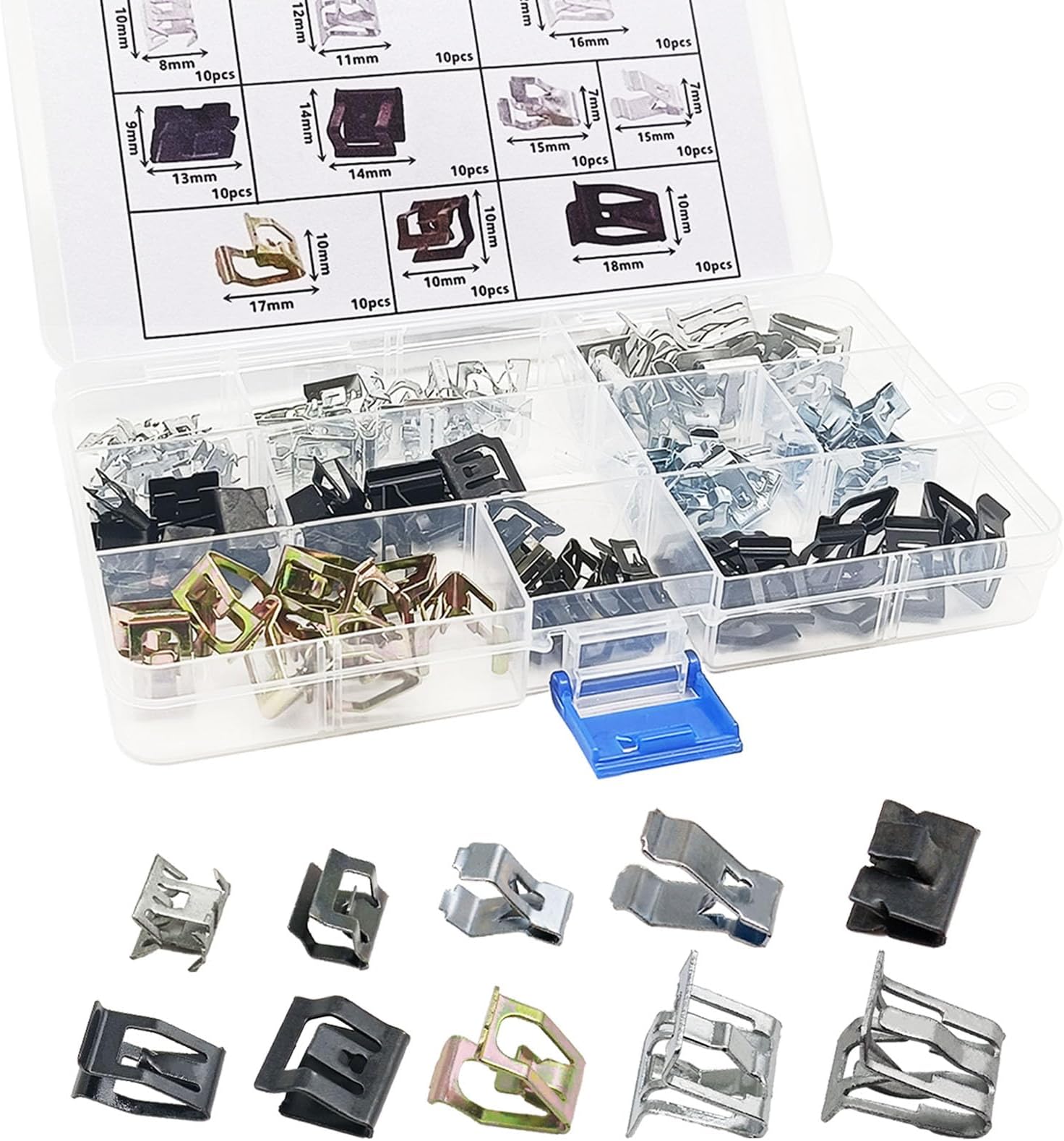 Amazon.com: 100Pcs 10 Sizes Metal Trim Clip - Panel Spring Clip Kit 7 ...