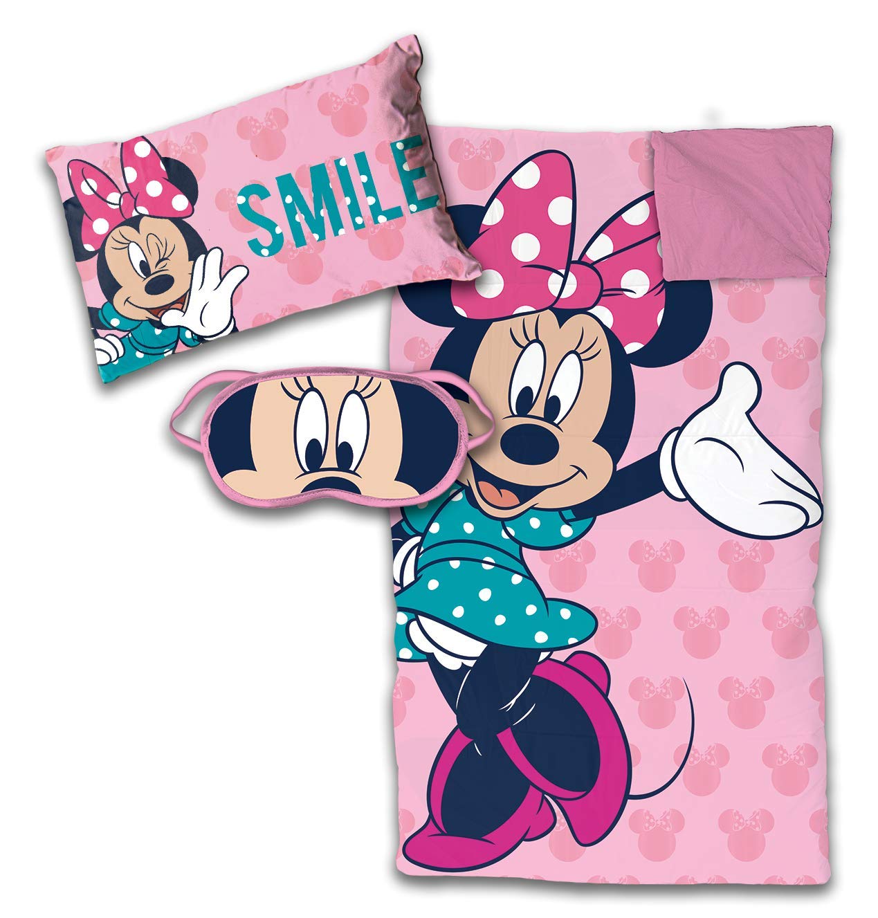 Jay Franco Disney Minnie Mouse 3 Piece Sleepover Set, Pink : Amazon.in ...
