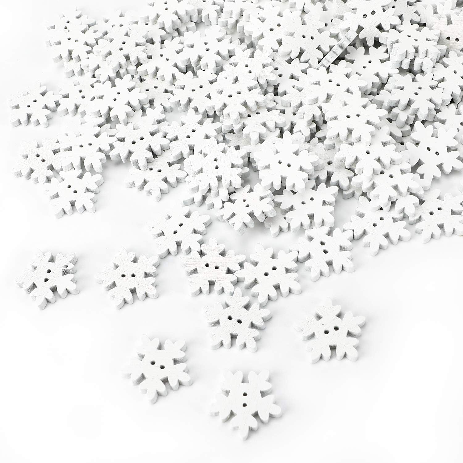 Amazon.com: Konsait 150pcs White Snowflake Buttons Assorted 18mm ...
