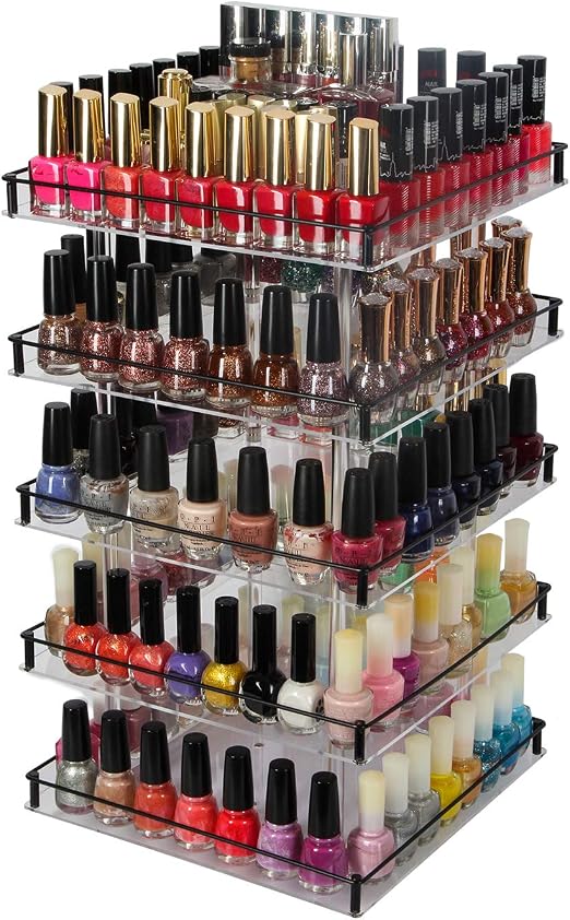 Amazon.com: J JACKCUBE DESIGN Nail Polish Organizer, 5 Tier Acrylic 360 ...