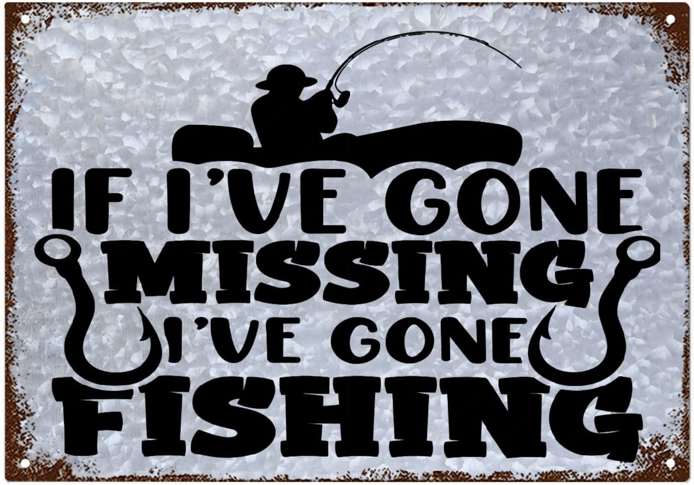 Amazon.com: If I'm Missing I've Gone Fishin Sign Funny Sign For Kitchen ...