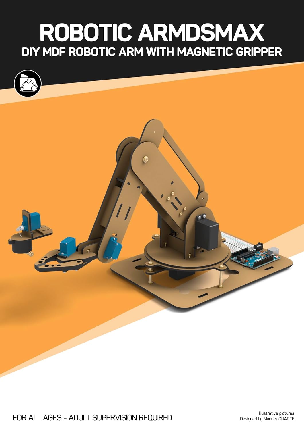 Amazon.com: ROBOTIC ARMDSMAX: DIY MDF ROBOTIC ARM WITH MAGNETIC GRIPPER ...