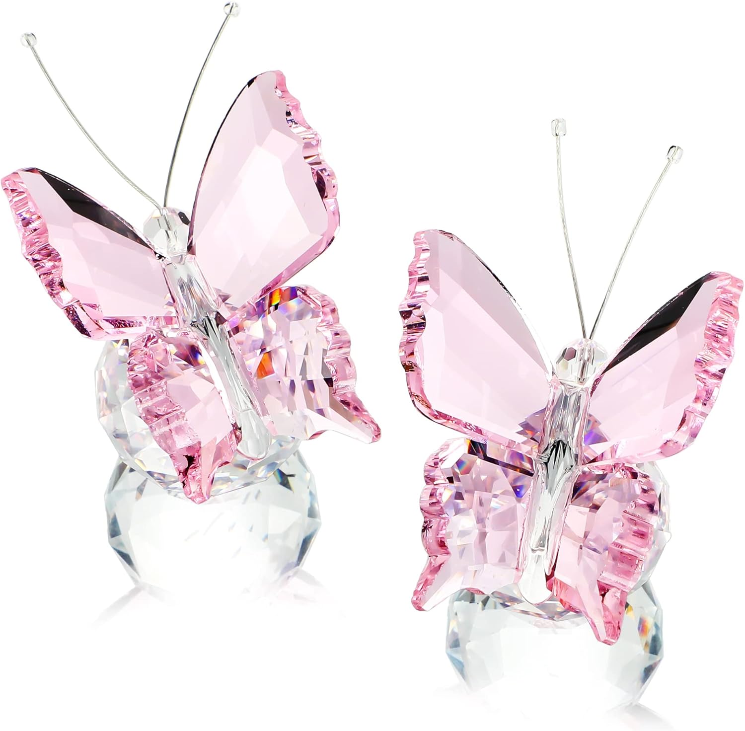 kanpura 2 Pcs Crystal Butterfly Figurines with Clear Glass Ball Base ...