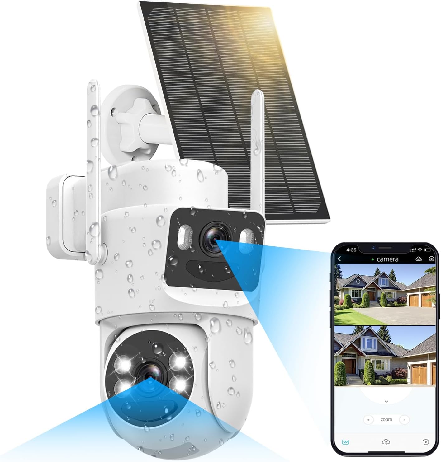 4K Dual Lens Security Cameras Wireless Outdoor, 360°PTZ Camera ...