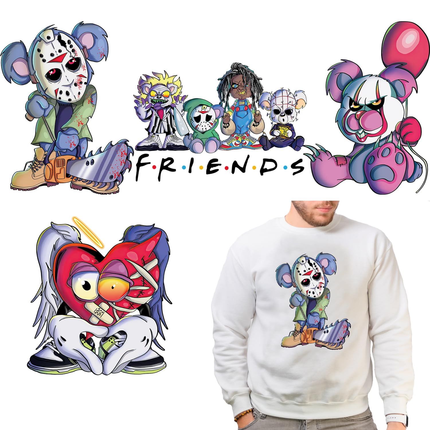 Amazon.com: 4Pcs Cartoon Iron on Transfers Stickers Halloween Iron-on ...