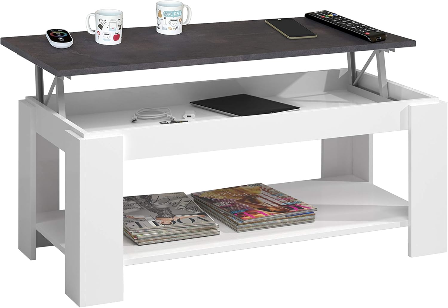 Habitdesign Raising Coffee Table, Living Room Table, Finished in Artik ...