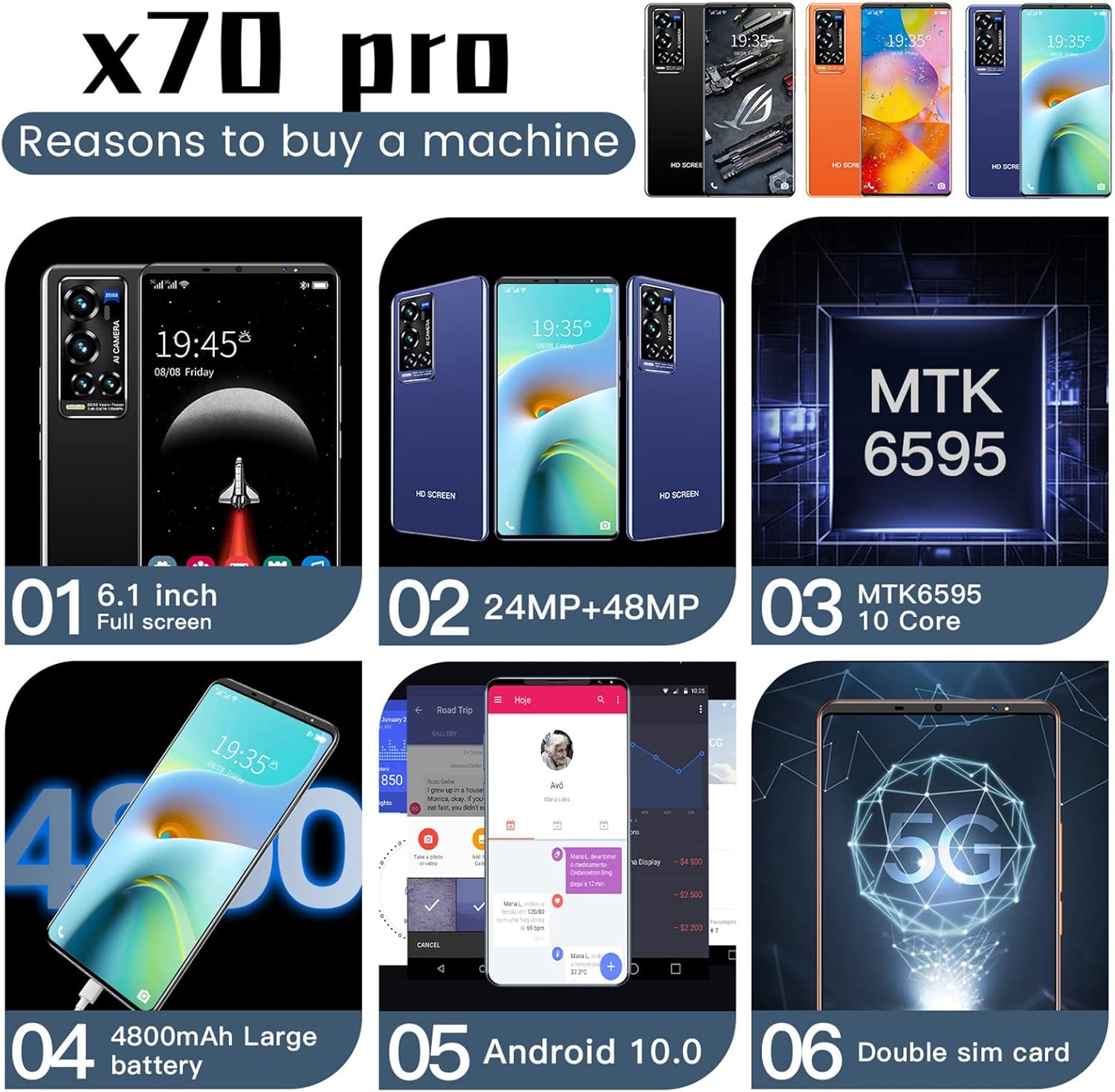Buy Unlocked Mobile Phones, Adnroid Smart Phone 6.1Inch Ultrathin HD ...