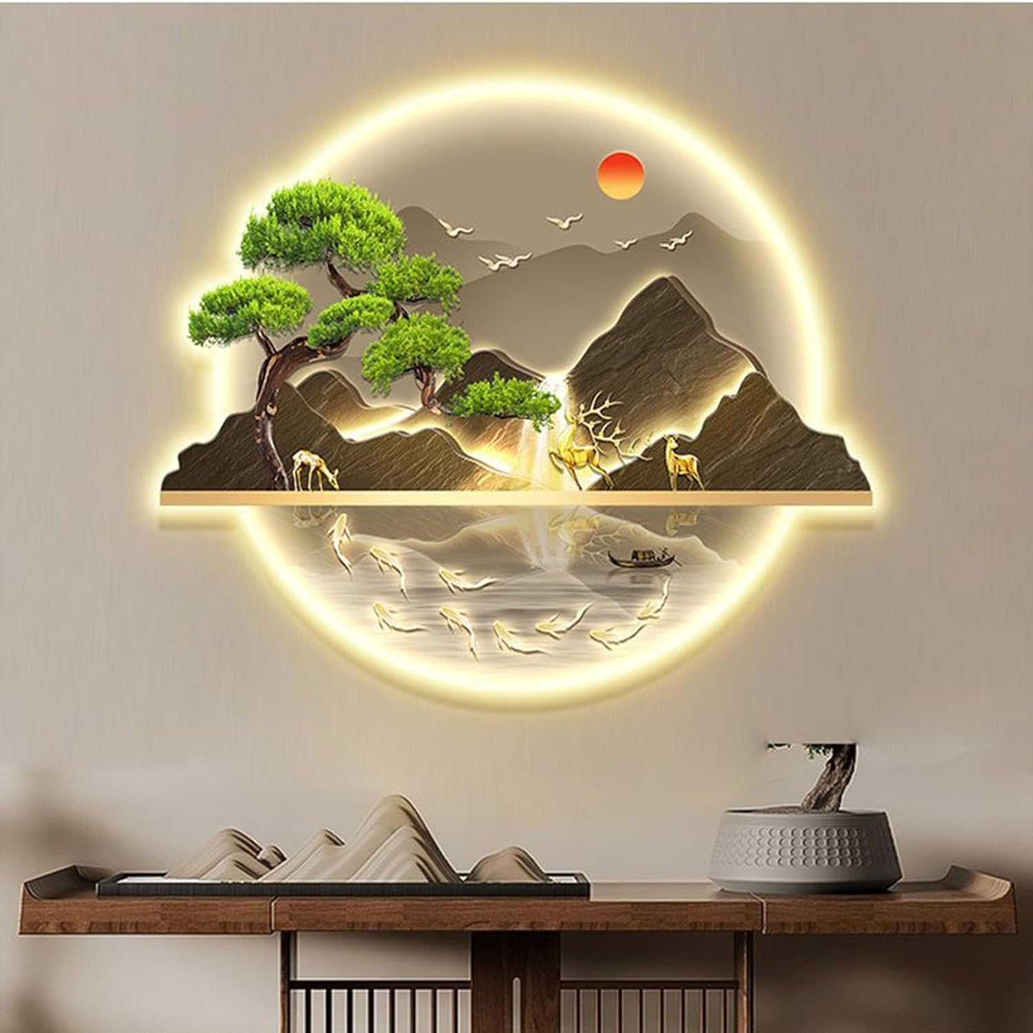 ZWESKUX Zen Wall Art Decor, 3D Wall Sculptures Painting Hanging Wall ...