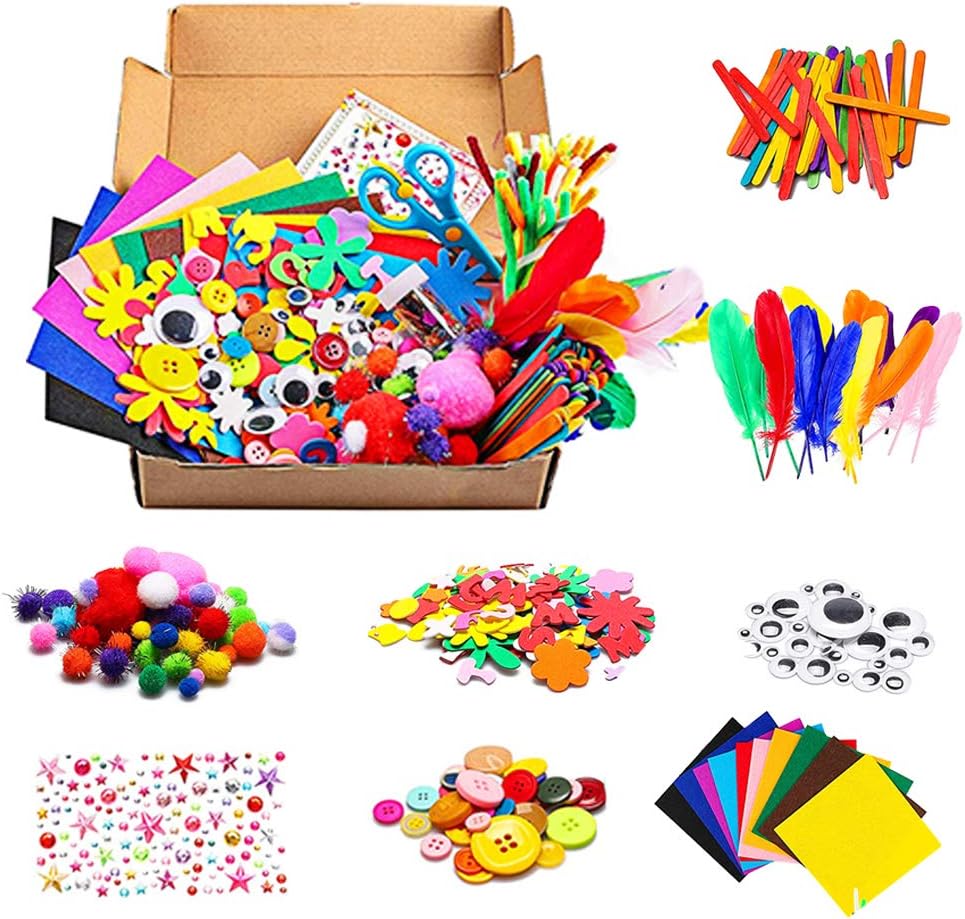 1000Pcs DIY Art Craft Kit for Kid Handmade Supplies Kit Project ...