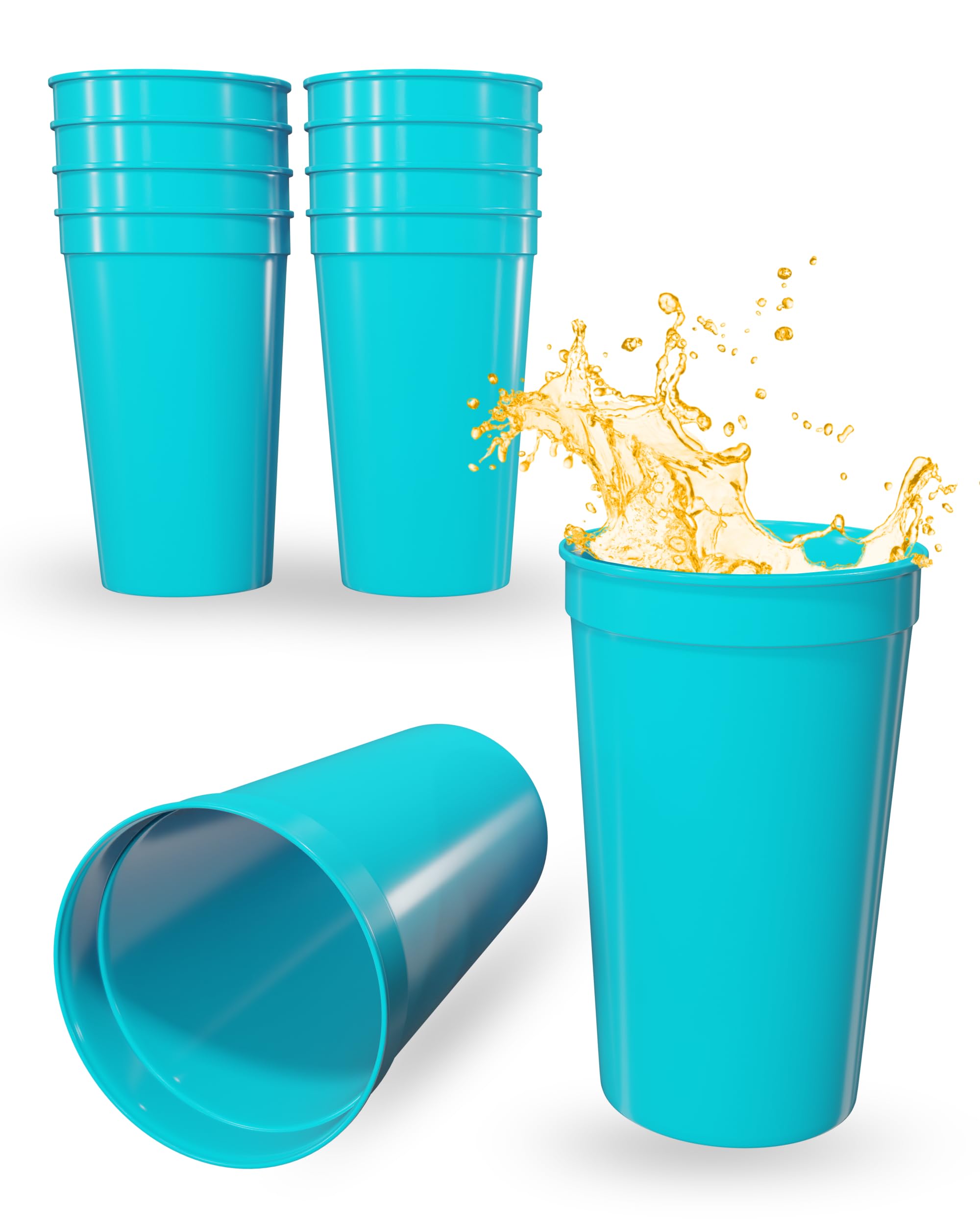 Amazon.com: PartyPrints 10 Pack 22 oz Turquoise Reusable Blank Plastic ...