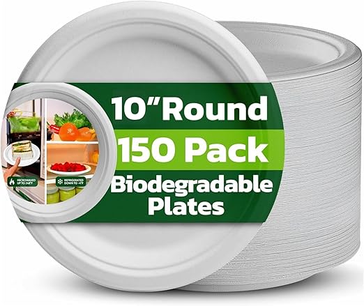 Amazon.com: Ask Packaging Strong Paper Plates (10 Inch - 150 Pack) 100% ...
