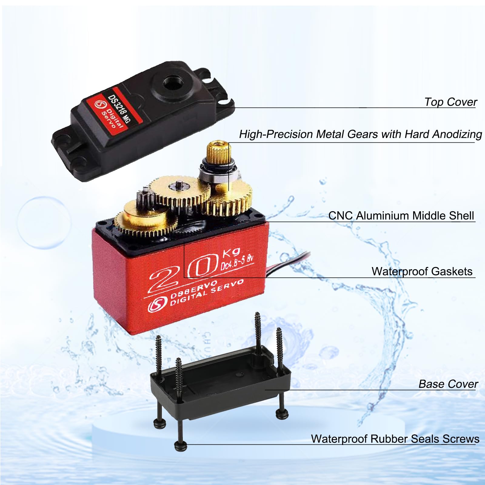 Snapklik.com : 4 Pack 20KG Digital Servo, DS3218 Full Metal Gear High ...