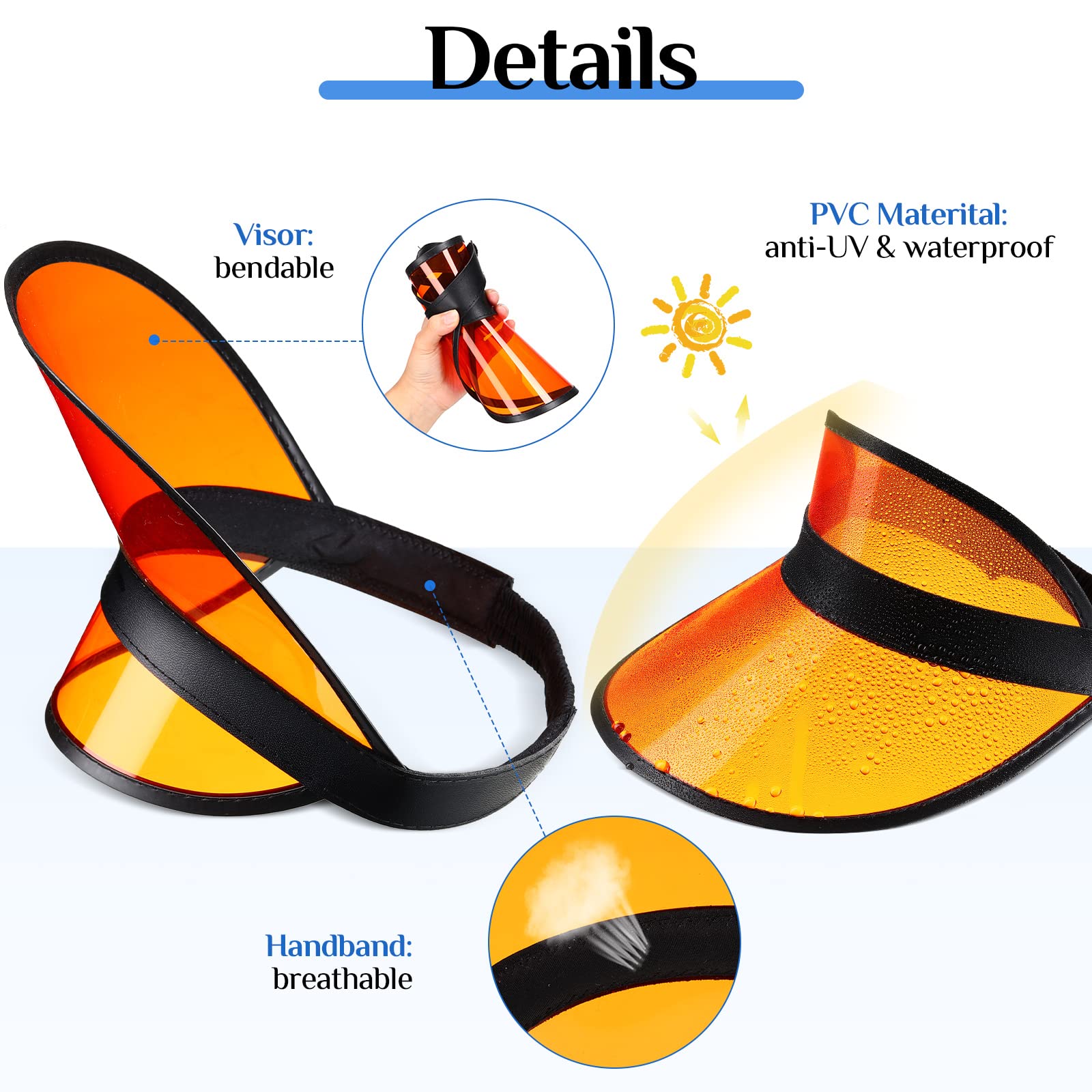 Snapklik.com : 14 Pack Unisex Sun Visors Plastic Clear Cap Candy Color ...