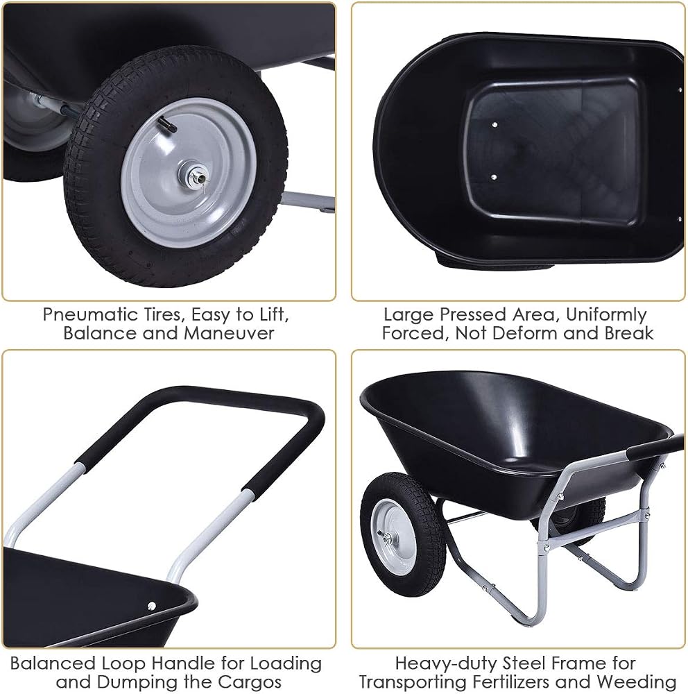 IRONMAX Garden Dual-Wheel Wheelbarrow, Heavy Duty Botswana | Ubuy