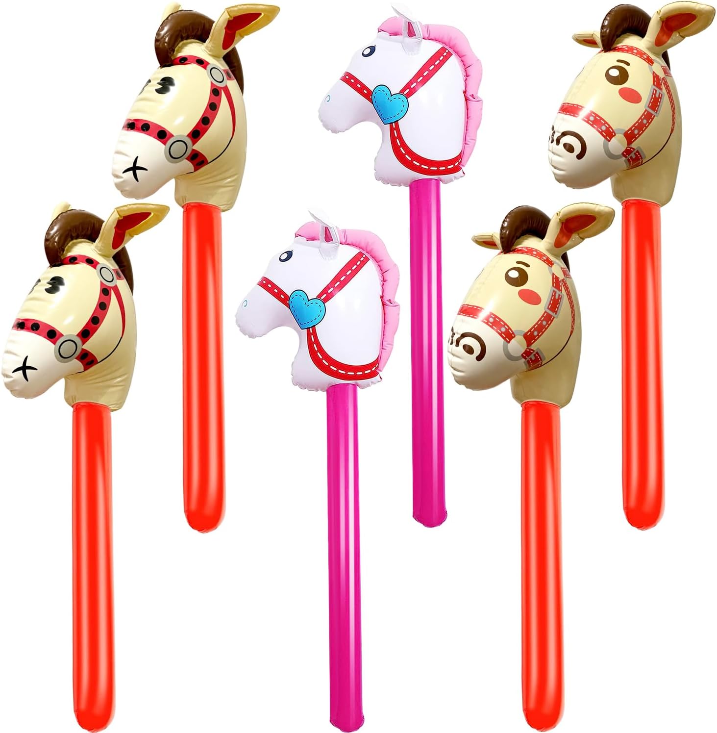 Amazon.com: 6 Pieces Inflatable Stick Horse, of 37 Inches Inflate ...