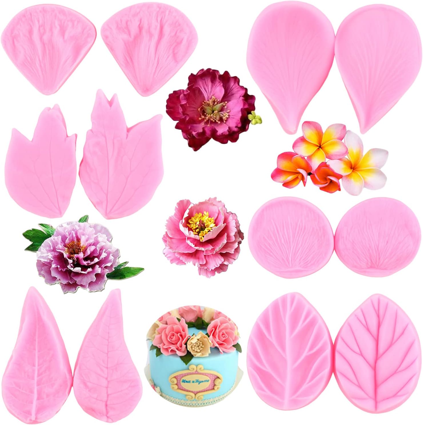 Amazon.com: MYPRACS Gumpaste Flower Silicone Veining Mold Fondant Peony ...