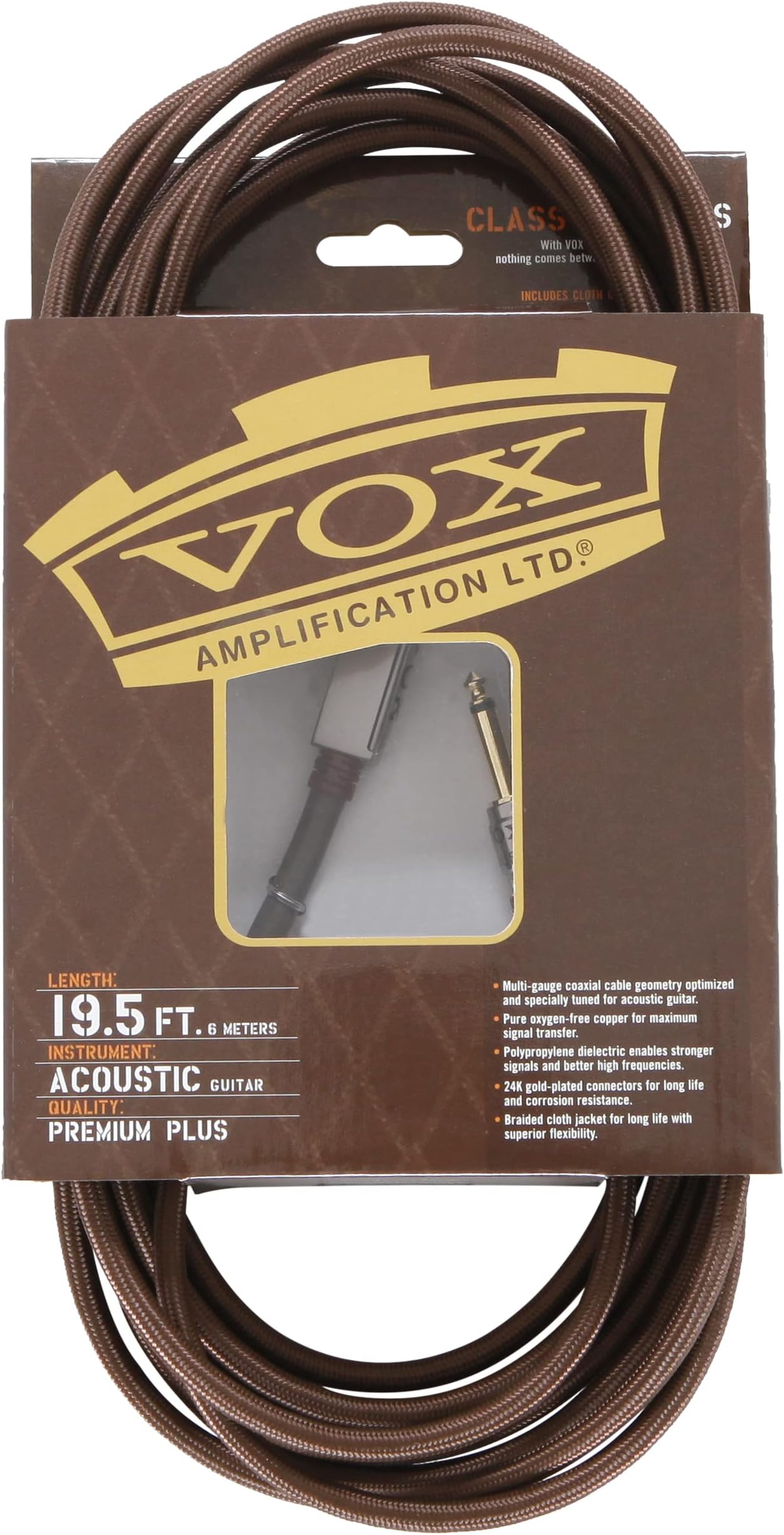 Amazon.com: Vox VAC-19BR 19ft Class A Professional Acoustic Cable ...