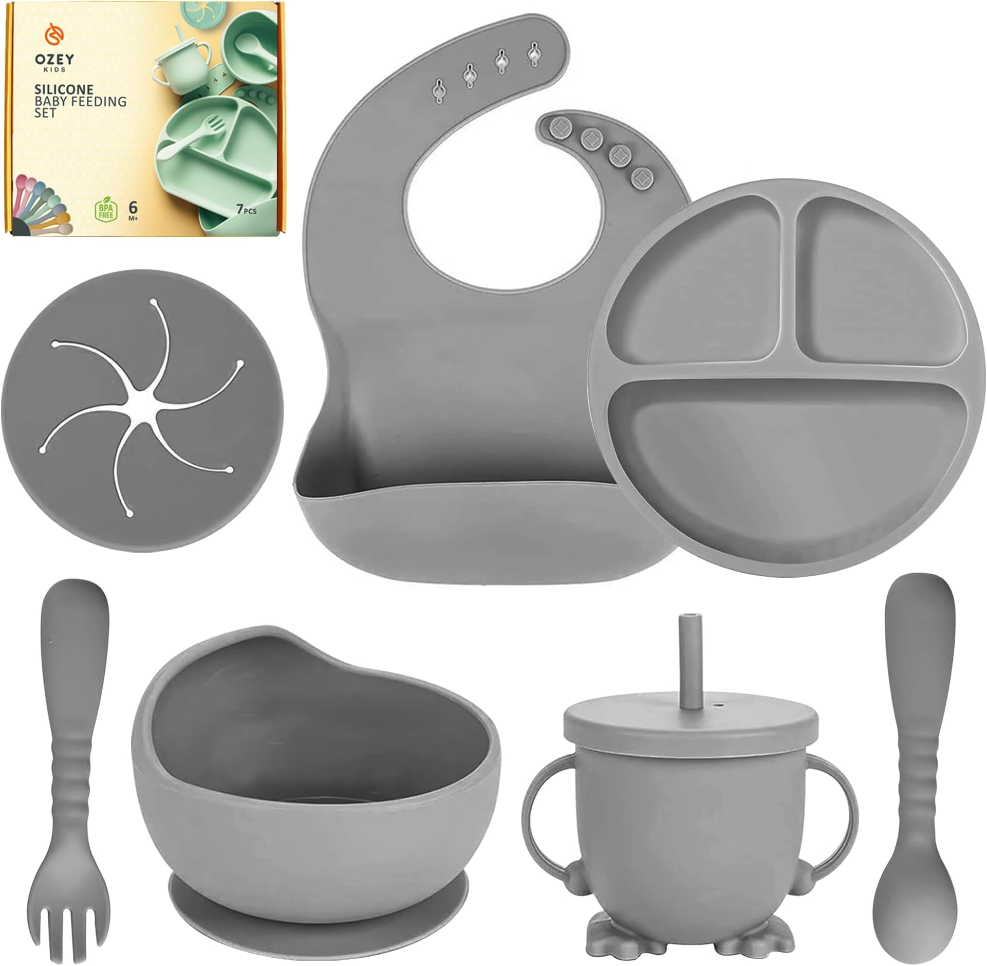 Amazon.com: TQONEP Silicone Baby Feeding Set,Baby Led Weaning Supplies ...