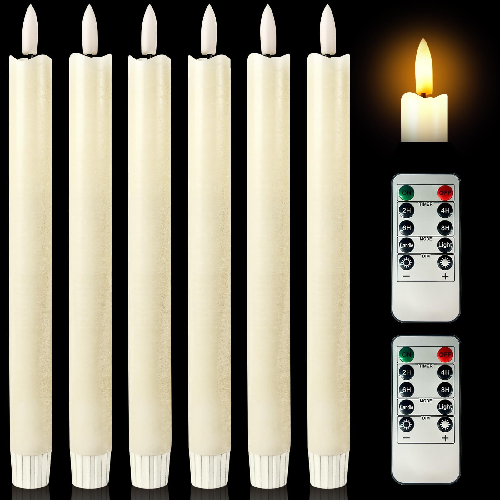 Amazon.com: 6PACK Flameless Battery Powered 8'' Ivory Taper Windows ...