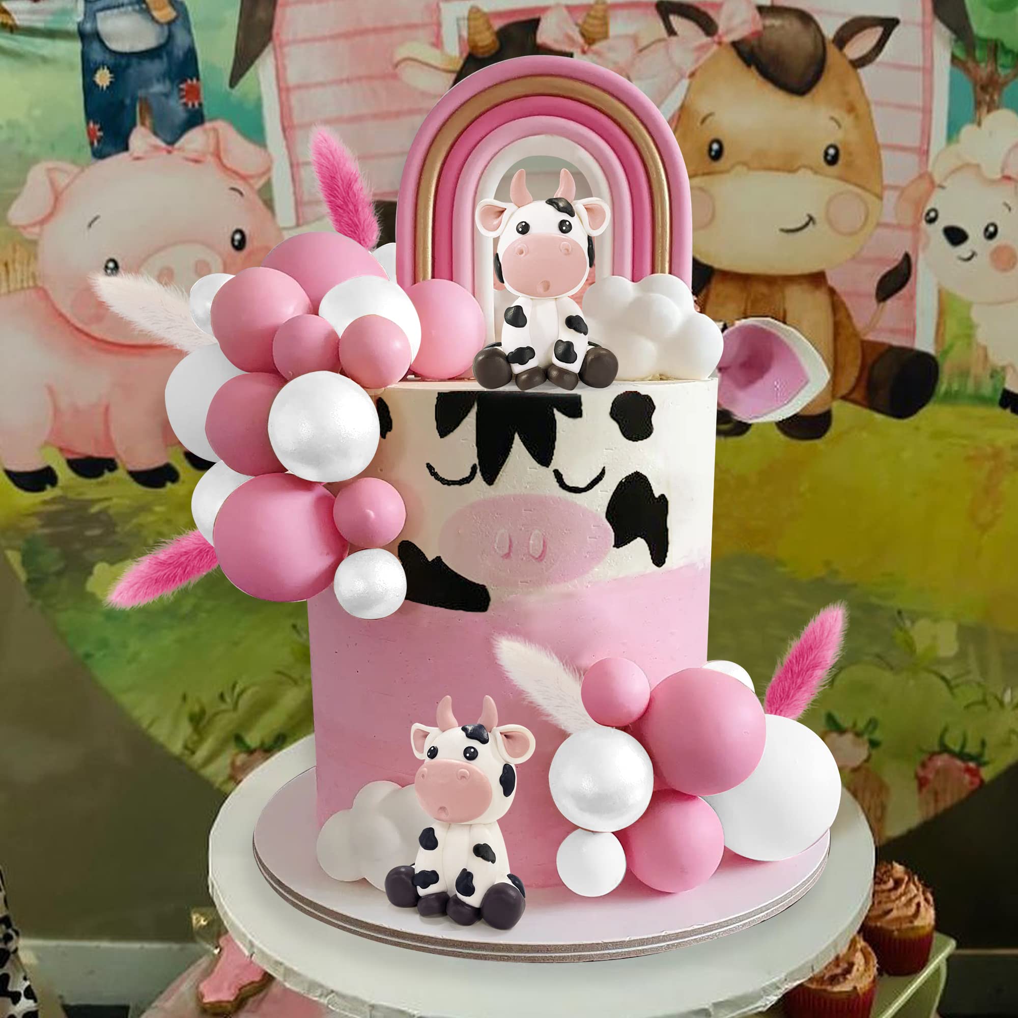MEMOVAN Cow Cake Topper Farm Cake Topper Farm Cow Cake Decorations With ...