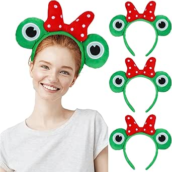 Amazon.com: Whaline Frog Headbands with Red Bow Animals Ears Headband ...