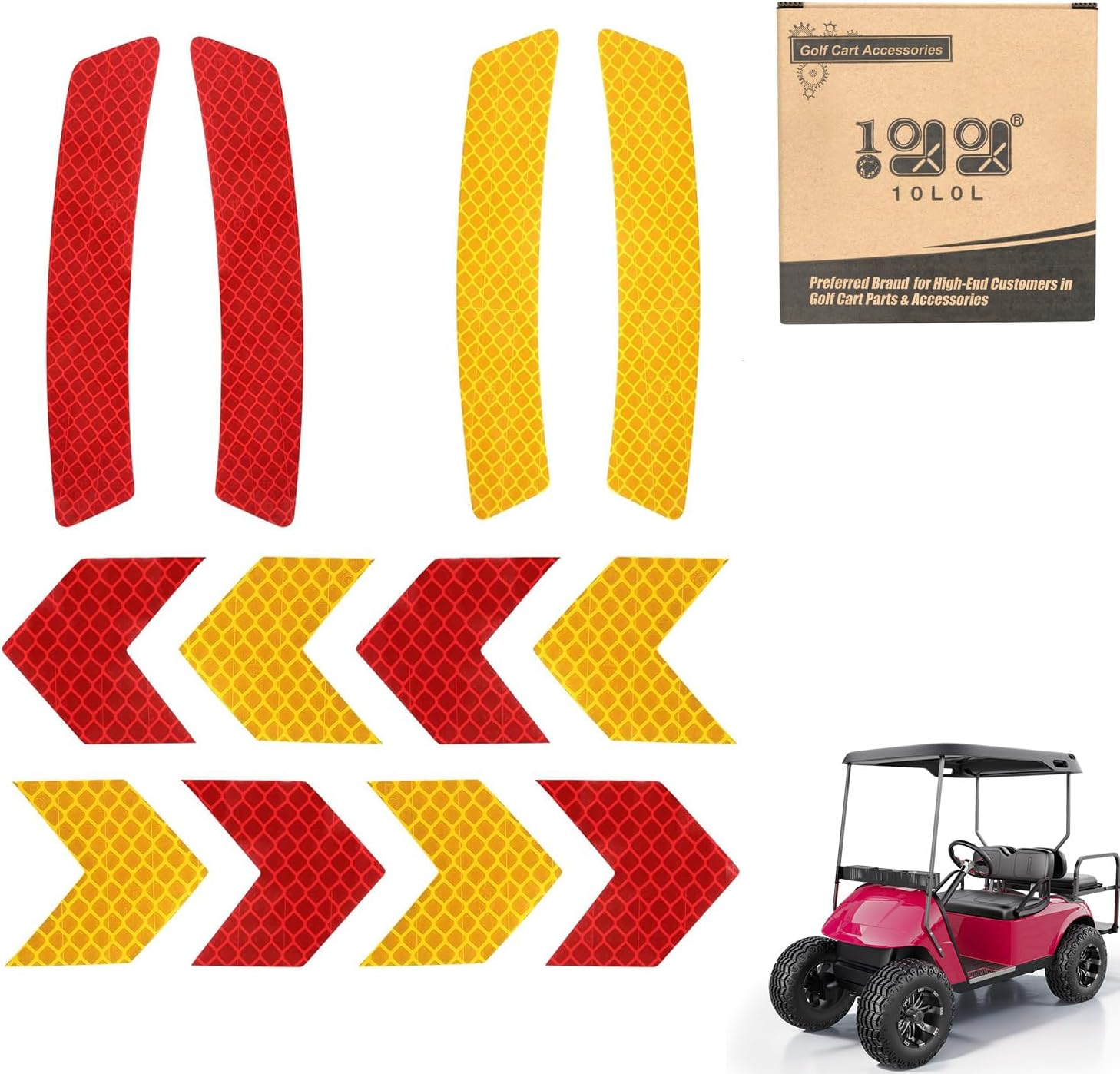 Amazon.com: 20PCS Golf Cart Reflective Stickers,Include 8PCS Eyebrow ...