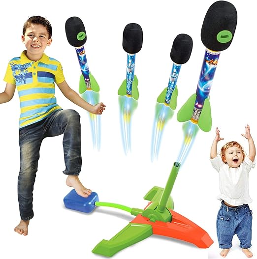 Amazon.com: SHCKE Outdoor Fun Toy Rocket Launcher for Kids - 4 LED ...