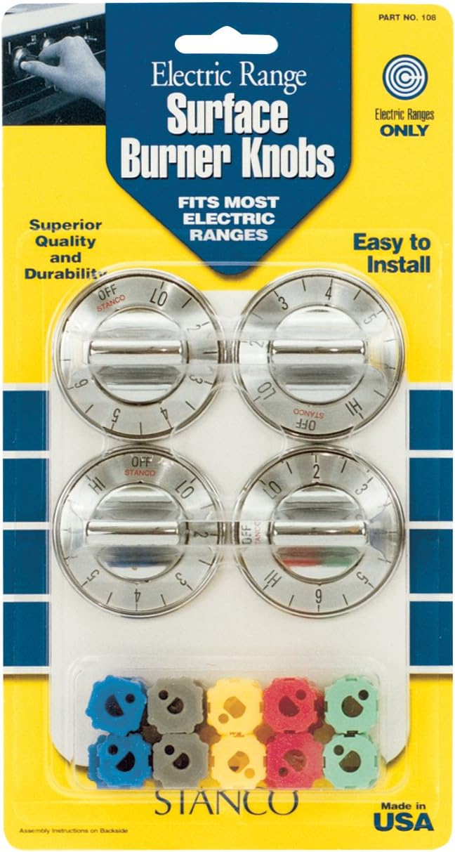 Amazon.com: Stanco Universal 4-Pack Electric Burner Knobs, Chrome ...