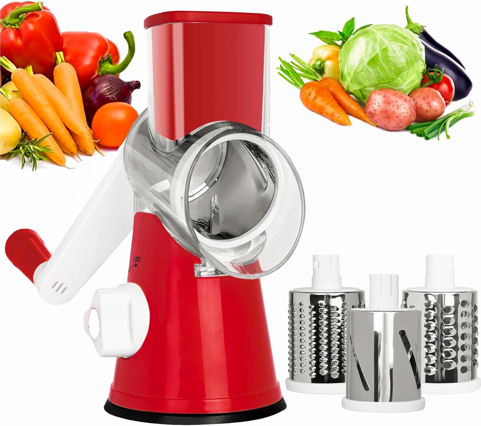 Amazon.com: Cheese Grater with Handle, 3 Multi Blade Rotary Cheese ...